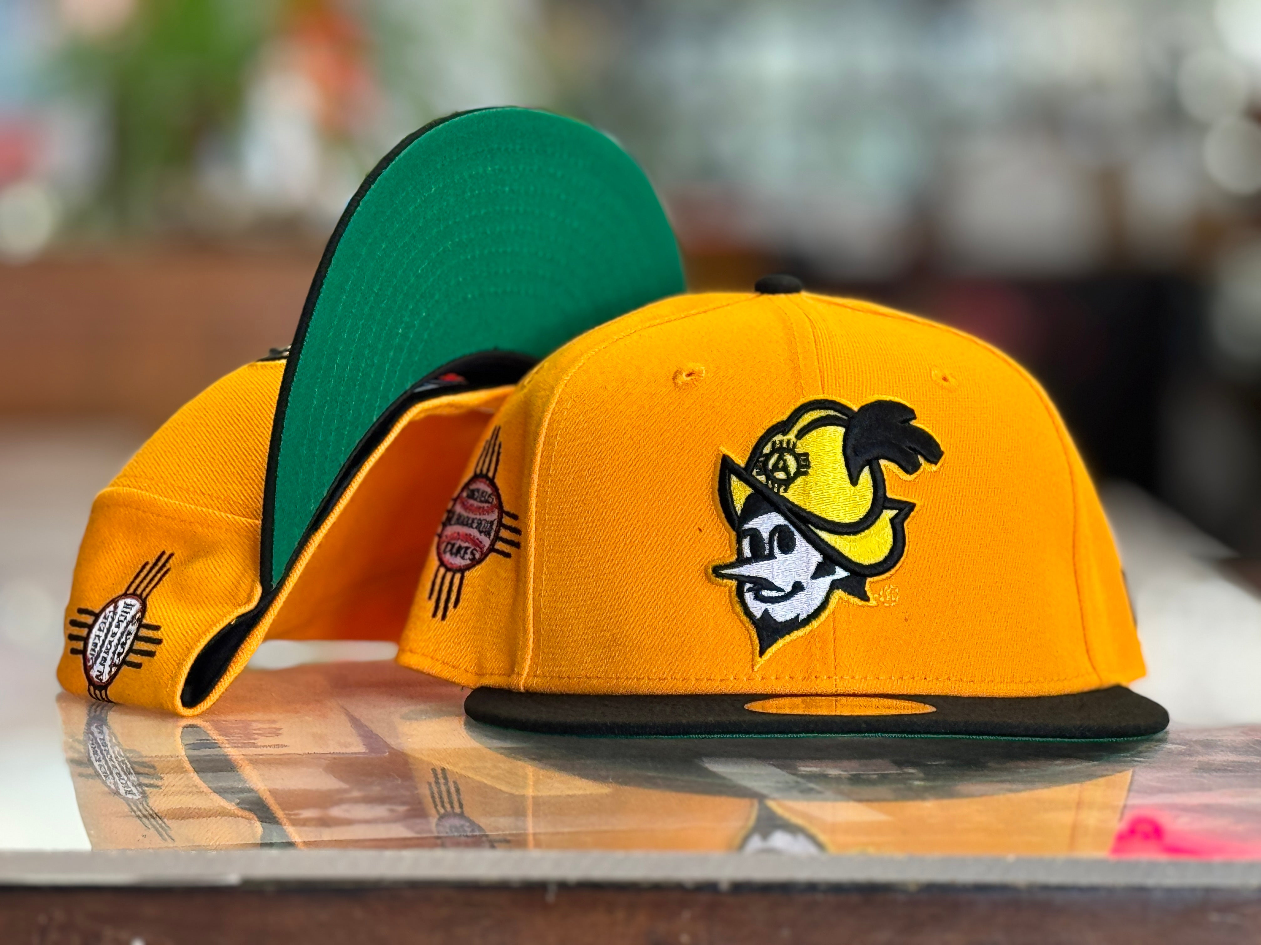 Albuquerque Dukes New Era 5950 Gold Black Bill 1915 Zia patch Dukes ...