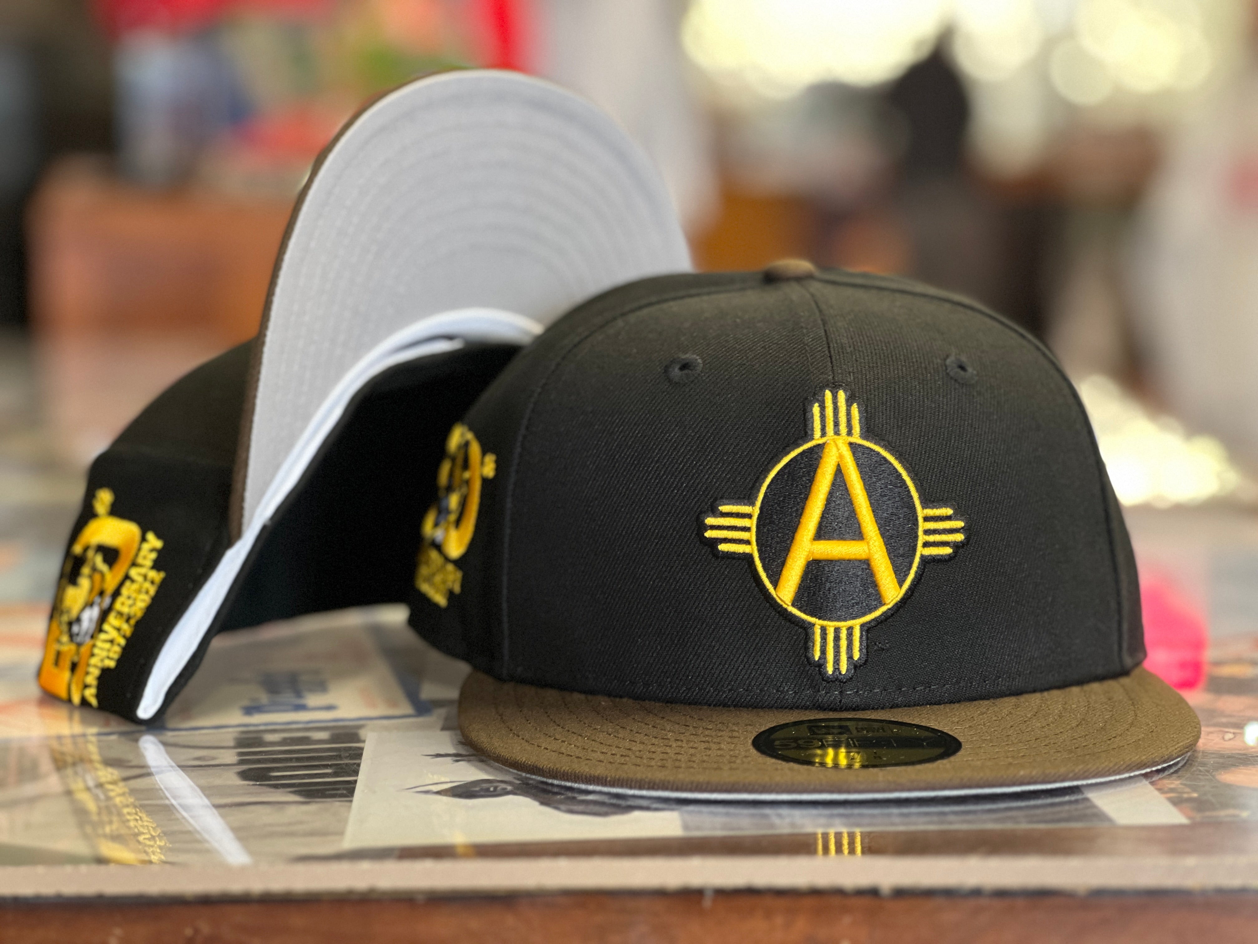 Albuquerque Dukes New Era 5950 Black with Brown Bill ZIA A 50 Yr Side ...