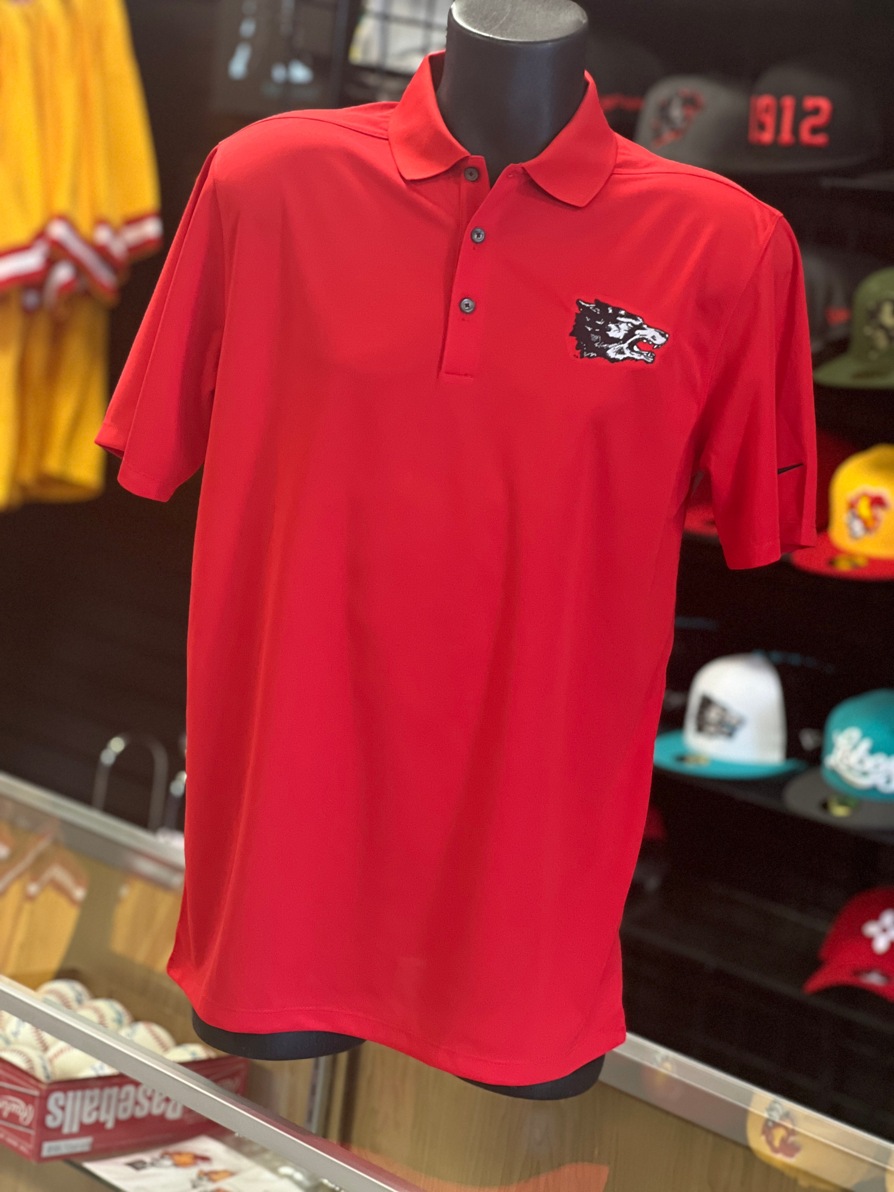 UNM Lobos Nike Polo Red 1970s Lobo logo – ABQ Dukes